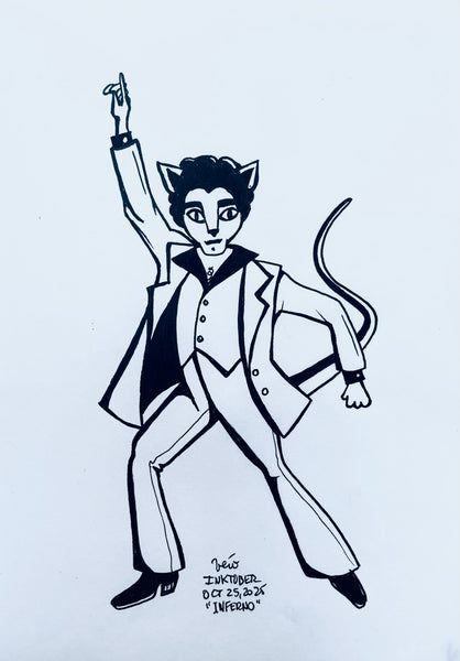 Inktober Day 25, 2025 "Inferno” – Vero the Traveling Artist