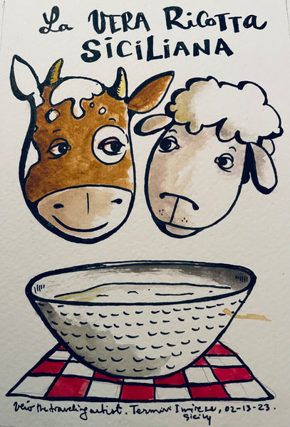 The Sicily series - Original drawing: “Ricotta” – Vero the Traveling Artist