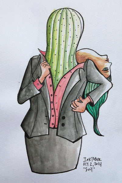 Inktober 2021. Day 2: "Suit" – Vero the Traveling Artist